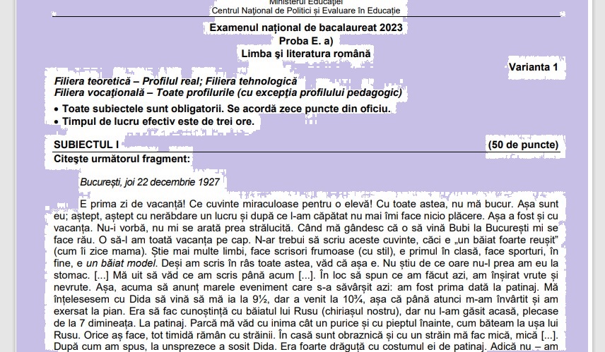 BAC 2023. Subiecte ceva mai grele la română - MyTex.ro