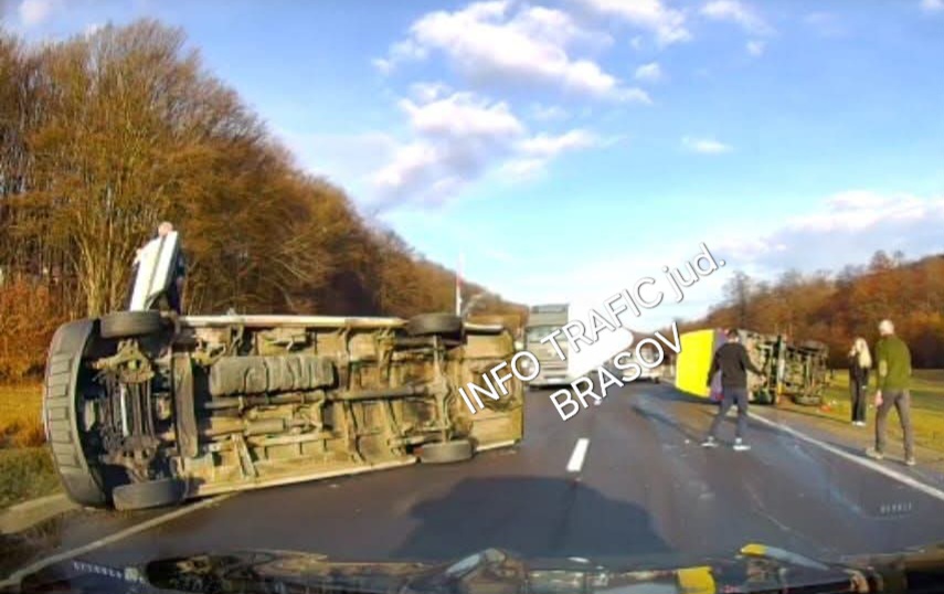 Accident cu pagube materiale pe DN 1, în zona Perșani din Brașov - MyTex.ro